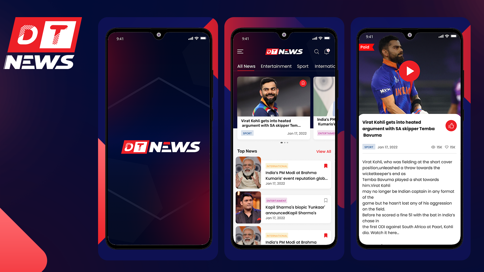 DTNews - Flutter News App ( Web - Android - iOS ) with Admin panel by DivineTechs